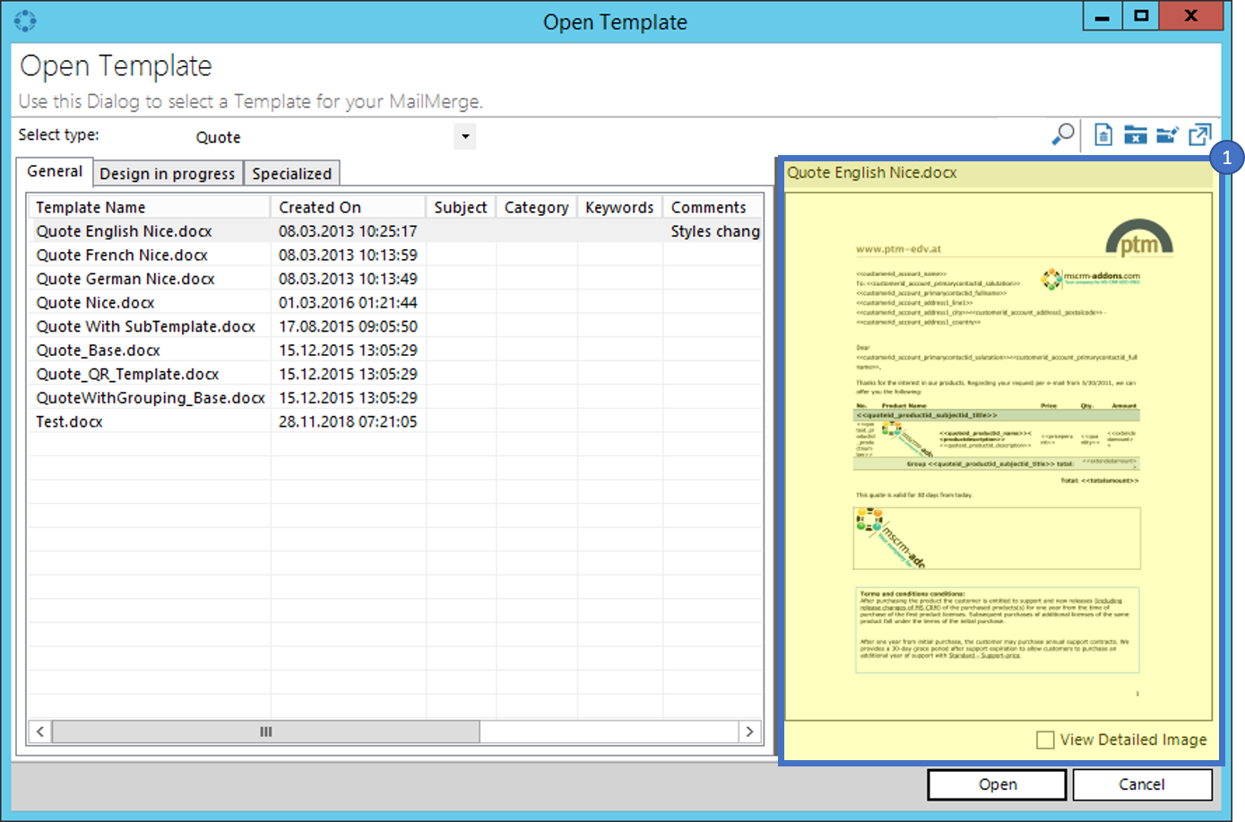 News.mscrm-addons.com Blog | Template Preview (Dynamics 365)
