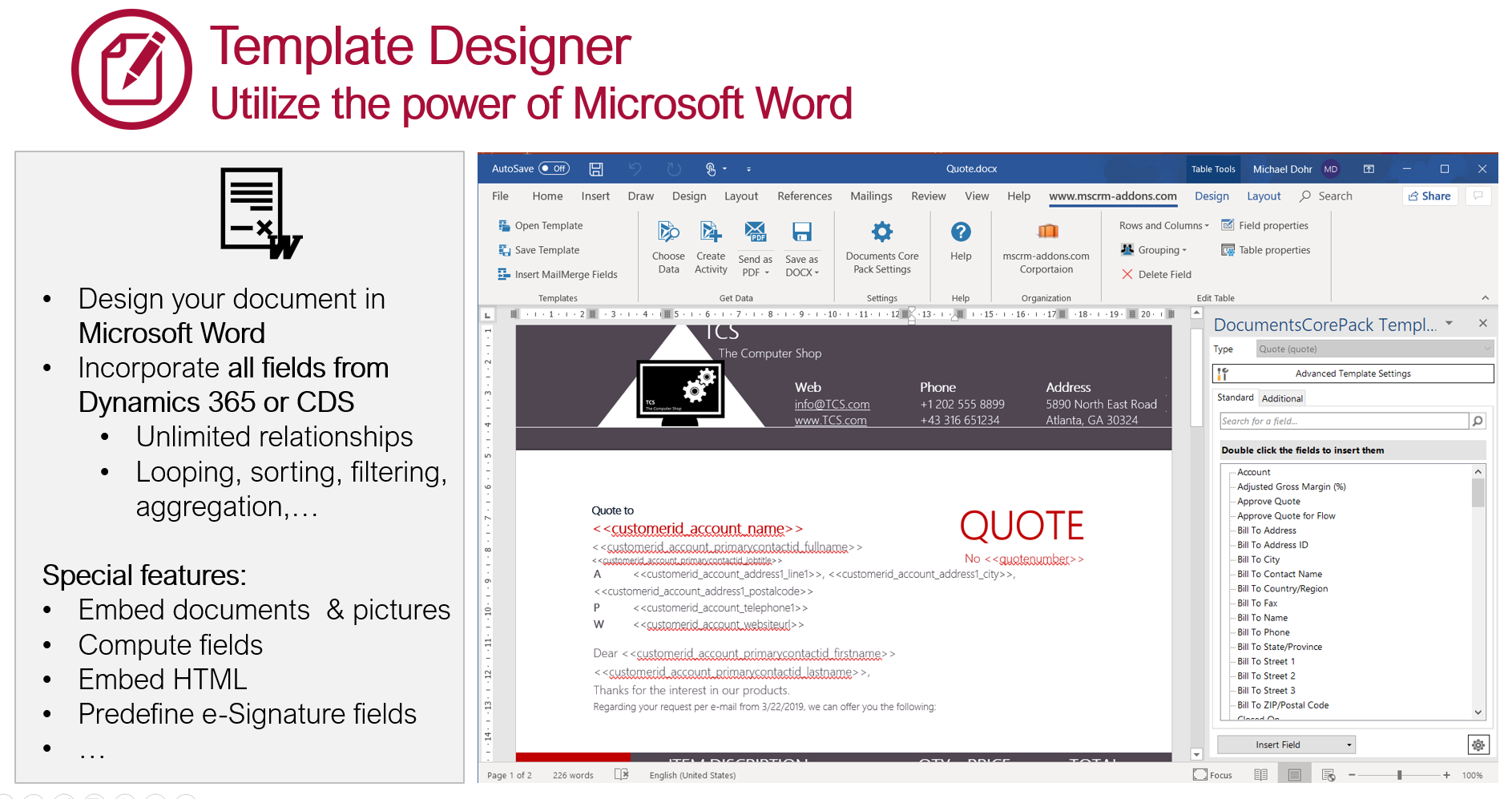 DocumentsCorePack for Microsoft Dynamics 365
